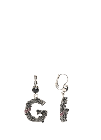 Dolce&Gabbana Kadın Silver Logo Formlu Küpe Gri EU