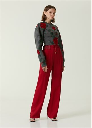 Dolce&Gabbana Kadın Kırmızı Yüksek Bel Twill Pantolon 38 IT