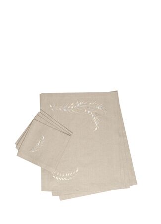 Serenk Nakışlı 4lü Keten Amerikan Servis Ve Peçete Seti Çok Renkli