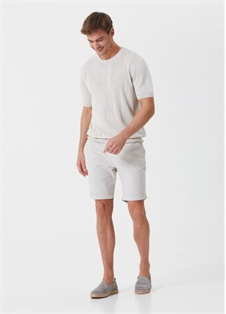 Network Erkek Taş Çizgili Şort Gri 46 Eu