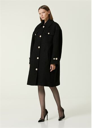 Dolce&Gabbana Kadın Siyah İnci Düğmeli Palto 42 IT