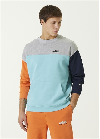 Fifty Pieces Erkek Colorblocked Logo Detaylı Sweatshirt Mavi S EU Fifty Pieces Erkek Colorblocked Logo Detaylı Sweatshirt Mavi S EU