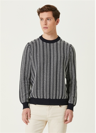 Emporio Armani Erkek Lacivert Bisiklet Yaka Desenli Kazak M Eu Emporio Armani Erkek Lacivert Bisiklet Yaka Desenli Kazak M Eu