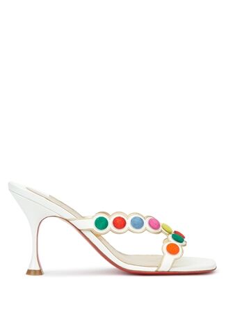 Christian Louboutin Kadın Colorblocked Süet Terlik Beyaz 36 EU