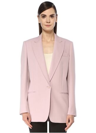 Stella McCartney Kadın Lila Kırlangıç Yaka Tek Düğmeli Yün Ceket Mor 40 IT