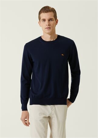 Etro Erkek Lacivert Logo Nakışlı Yün Triko S EU Etro Erkek Lacivert Logo Nakışlı Yün Triko S EU