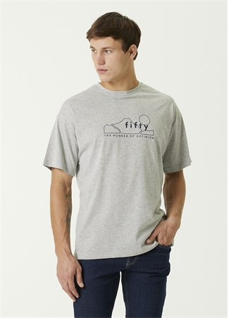 Fifty Pieces Erkek Gri Logolu T-shirt XS EU