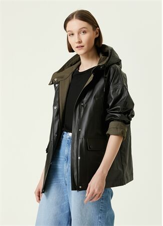 Yves Salomon Kadın Siyah Kapüşonlu Mont 36 FR Yves Salomon Kadın Siyah Kapüşonlu Mont 36 FR