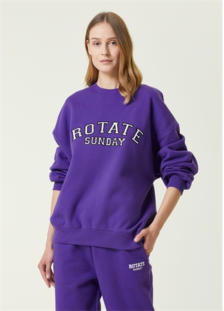 Rotate Sunday Kadın Mor Logolu Organik Pamuk Sweatshirt S EU Rotate Sunday Kadın Mor Logolu Organik Pamuk Sweatshirt S EU