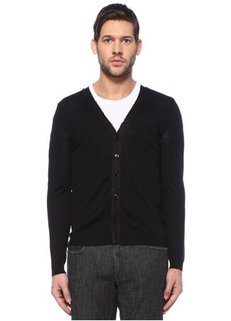 Pal Zileri Erkek Siyah V Yaka Yün Hırka 52 IT