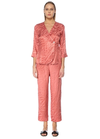 House of Silk Kadın Lily Kiremit Zebra Desenli Pijama Takımı Kırmızı L EU House of Silk Kadın Lily Kiremit Zebra Desenli Pijama Takımı Kırmızı L EU