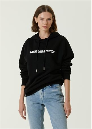 Off-White Kadın Siyah Kapüşonlu Logolu Sweatshirt S EU