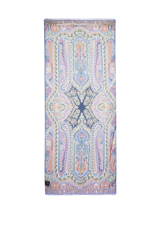 Etro Kadın Colorblocked Etnik Desenli İpek Şal Mavi EU Etro Kadın Colorblocked Etnik Desenli İpek Şal Mavi EU