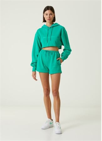 SOONTOBEANNOUNCED Kadın Yeşil Logo Baskılı Şort XS EU