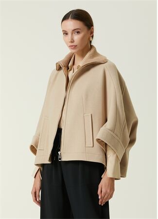 Chloe Kadın Bej Dik Yaka Yün Ceket 36 IT