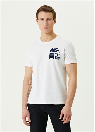 Etro Erkek Beyaz Bisiklet Yaka Logolu T-shirt S EU Etro Erkek Beyaz Bisiklet Yaka Logolu T-shirt S EU