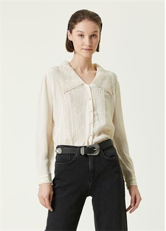 Maksu Kadın Madeleine Ekru Nakışlı Bluz Bej S EU