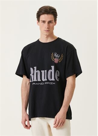 Rhude Erkek Siyah Logo Baskılı T-shirt M Eu