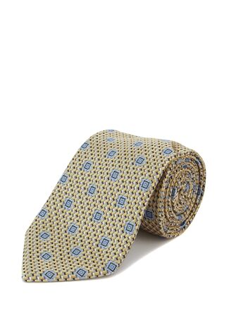 Zegna Erkek Sarı Desenli İpek Kravat EU