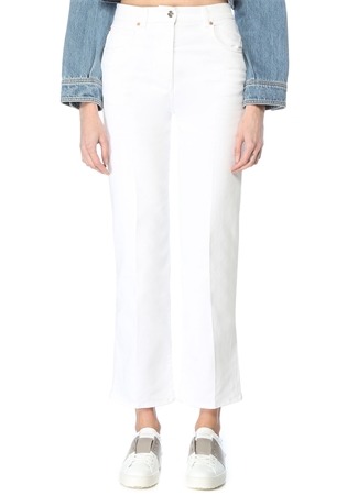Valentino Kadın Beyaz Bol Paça Logolu Jean Pantolon 27 US