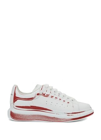 Alexander McQueen Erkek Oversized Beyaz Kırmızı Deri Sneaker 42 EU