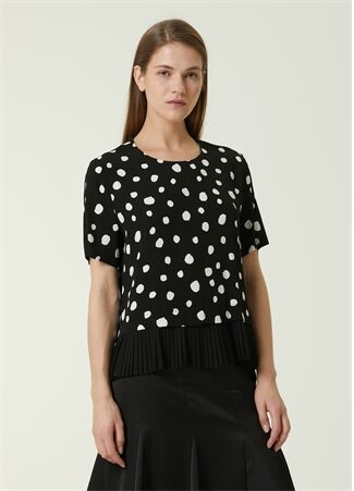 Beymen Club Kadın Siyah Puantiyeli Fırfır Detaylı Bluz S