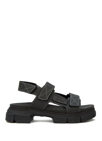 Ganni Kadın Siyah Logo Detaylı Sandalet 36 EU