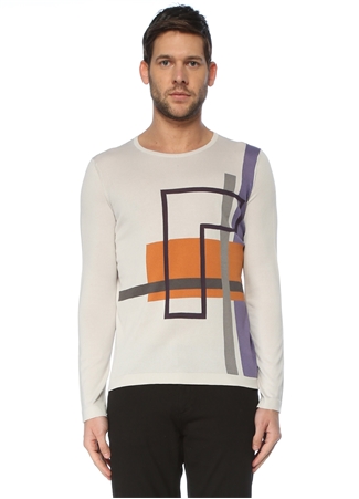 Pal Zileri Erkek Açık Gri Bisiklet Yaka Desenli Kazak 50 IT