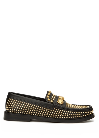 Moschino Kadın Siyah Gold Troklu Deri Loafer 36 EU