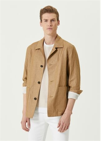 Zegna Erkek Bej Keten Ceket 48 It