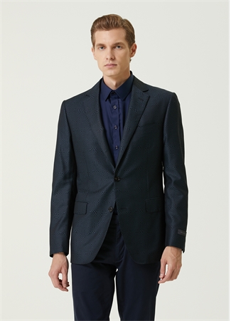 Pal Zileri Erkek Lacivert Mikro Kareli Yün Ceket 50 IT Pal Zileri Erkek Lacivert Mikro Kareli Yün Ceket 50 IT