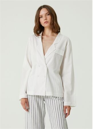 SUGEN Kadın Beyaz Kruvaze Gömlek EU SUGEN Kadın Beyaz Kruvaze Gömlek EU