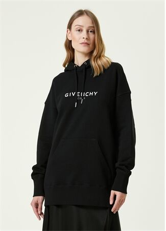 Givenchy Kadın Siyah Kapüşonlu Logolu Sweatshirt XS EU