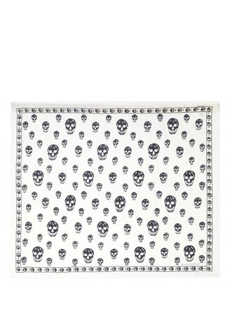 Alexander McQueen Kadın Beyaz Kurukafa Desenli Şal EU