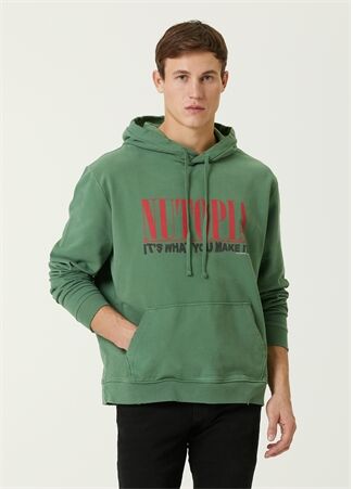 Allsaints Erkek Ninety Yeşil Kapüşonlu Sweatshirt S EU