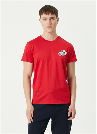 Moncler Erkek Kırmızı Logo Patchli T-shirt S EU Moncler Erkek Kırmızı Logo Patchli T-shirt S EU