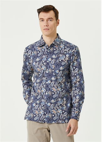 Kiton Erkek Mavi Etnik Desenli Gömlek 42 It Kiton Erkek Mavi Etnik Desenli Gömlek 42 It