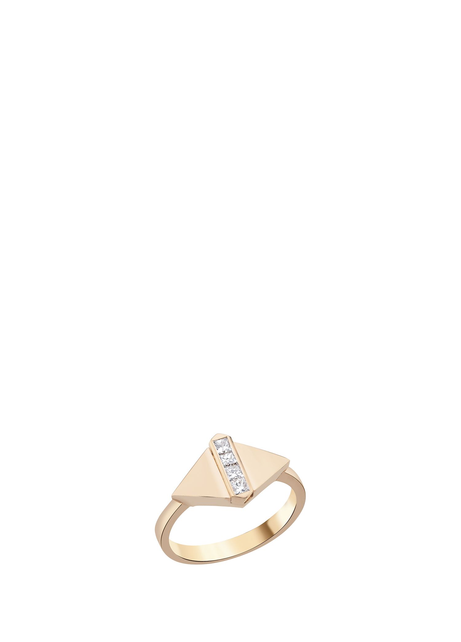 Dime Tribe - Geometric Form Diamond Stone Women's Gold Ring