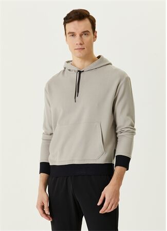 Emporio Armani Erkek Bej Kapüşonlu Yün Sweatshirt S EU