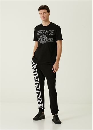 Versace Erkek Siyah Logo Baskılı Jogger Eşofman Altı M EU Versace Erkek Siyah Logo Baskılı Jogger Eşofman Altı M EU