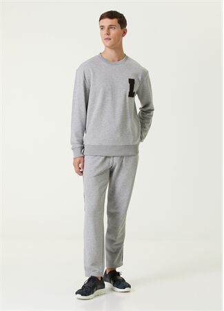 Palzileri Lab Erkek Gri Beli Kordonlu Şeritli Triko Pantolon 50 IT