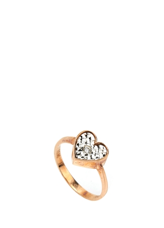 Collection Kadın Kalpli Pırlantalı Pembe Altın Rengi Yüzük EU Collection Kadın Kalpli Pırlantalı Pembe Altın Rengi Yüzük EU