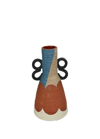 Kersten Colorblocked Kulp Detaylı Kil Vazo Çok Renkli Kersten Colorblocked Kulp Detaylı Kil Vazo Çok Renkli