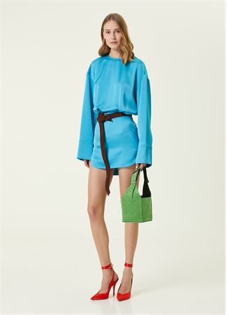 The Attico Kadın Mavi Uzun Kol Mini Elbise 42 IT