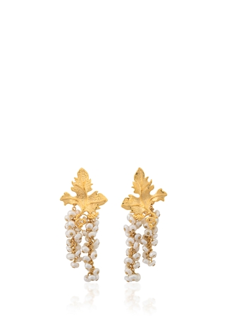 Peracas Kadın Adile Mini Gold Ekru Küpe Bej EU