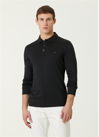 Michael Kors Erkek Siyah Polo Yaka Logolu Sweatshirt S EU