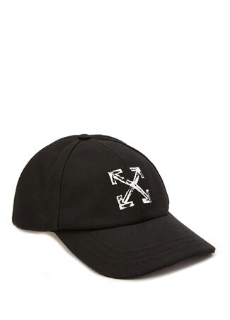 Off-White Kadın Siyah Logo Baskılı Şapka EU