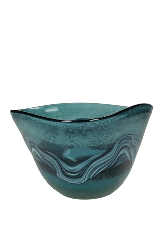 Kersten Mavi Desenli Cam Dekoratif Kase Kersten Mavi Desenli Cam Dekoratif Kase