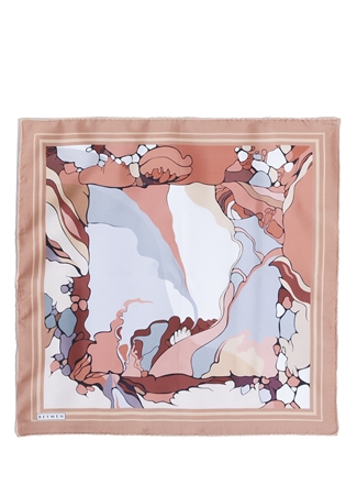 Beymen Kadın Desenli Twill İpek Fular Kahverengi EU