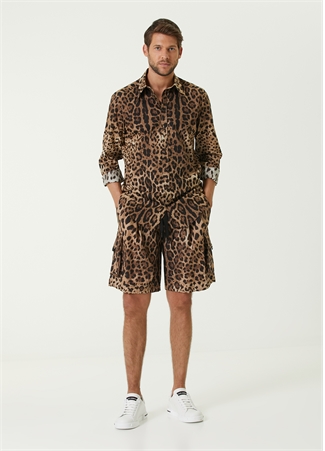 Dolce&Gabbana Erkek Leopar Desenli Beli Kordonlu Bermuda Kahverengi 46 IT Dolce&Gabbana Erkek Leopar Desenli Beli Kordonlu Bermuda Kahverengi 46 IT